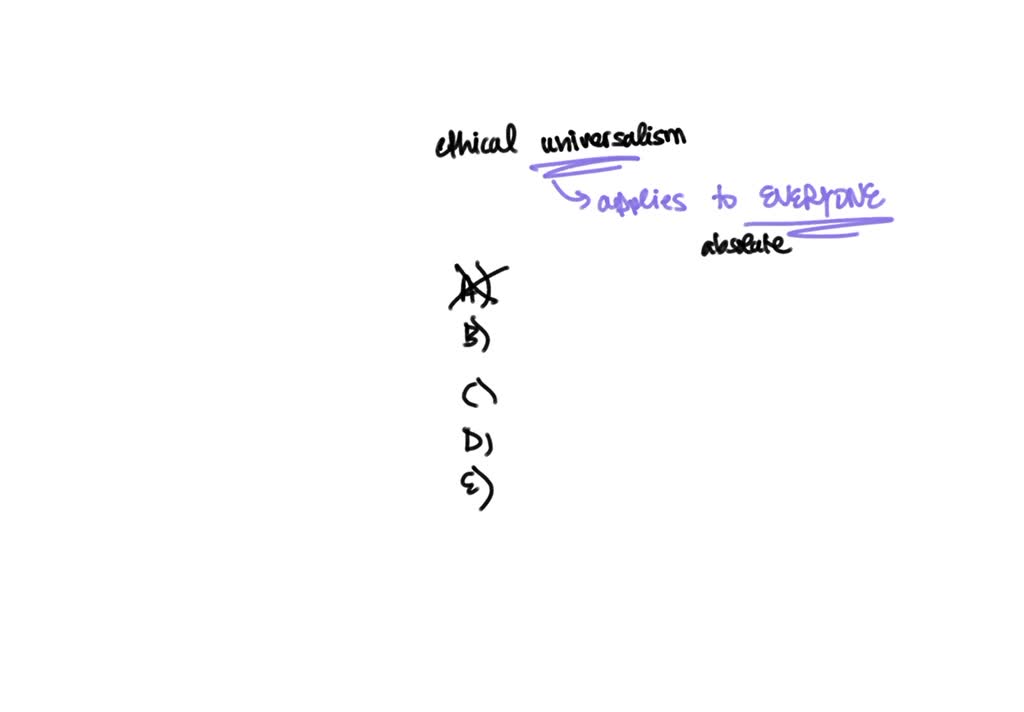 SOLVED: The school of ethical universalism holds that: A. concepts of right and wrong are not ...