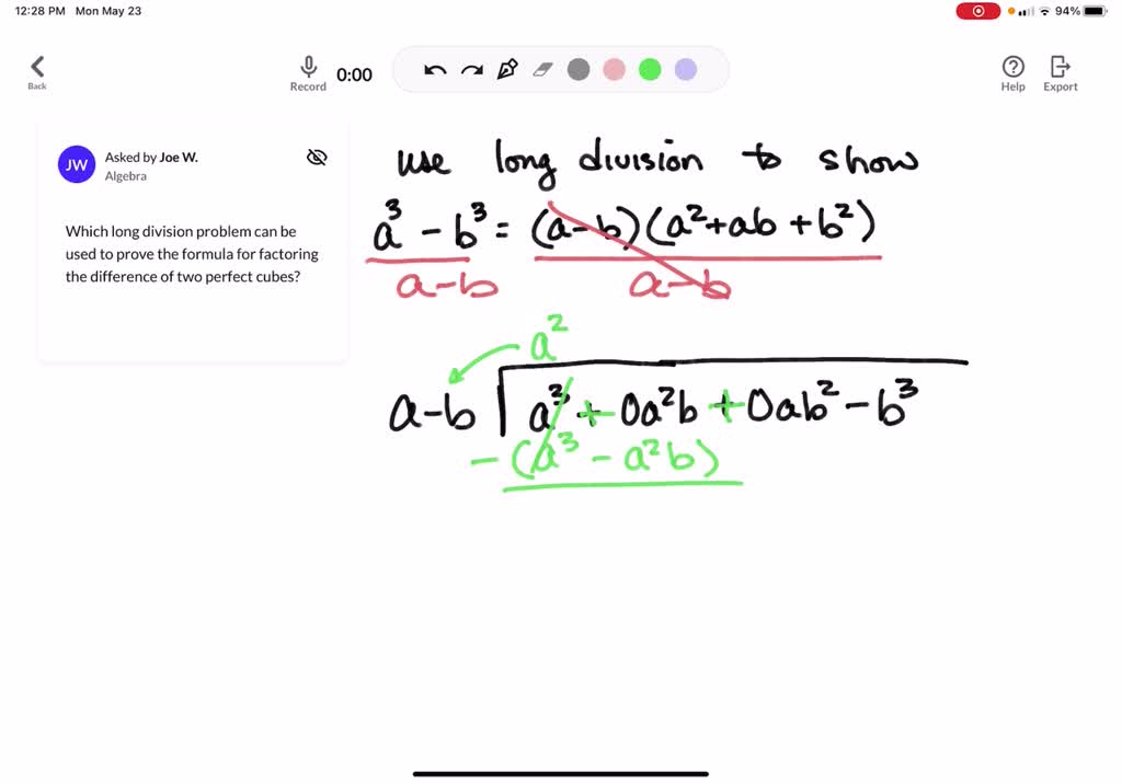 SOLVED: Which long division problem can be used to prove the formula ...