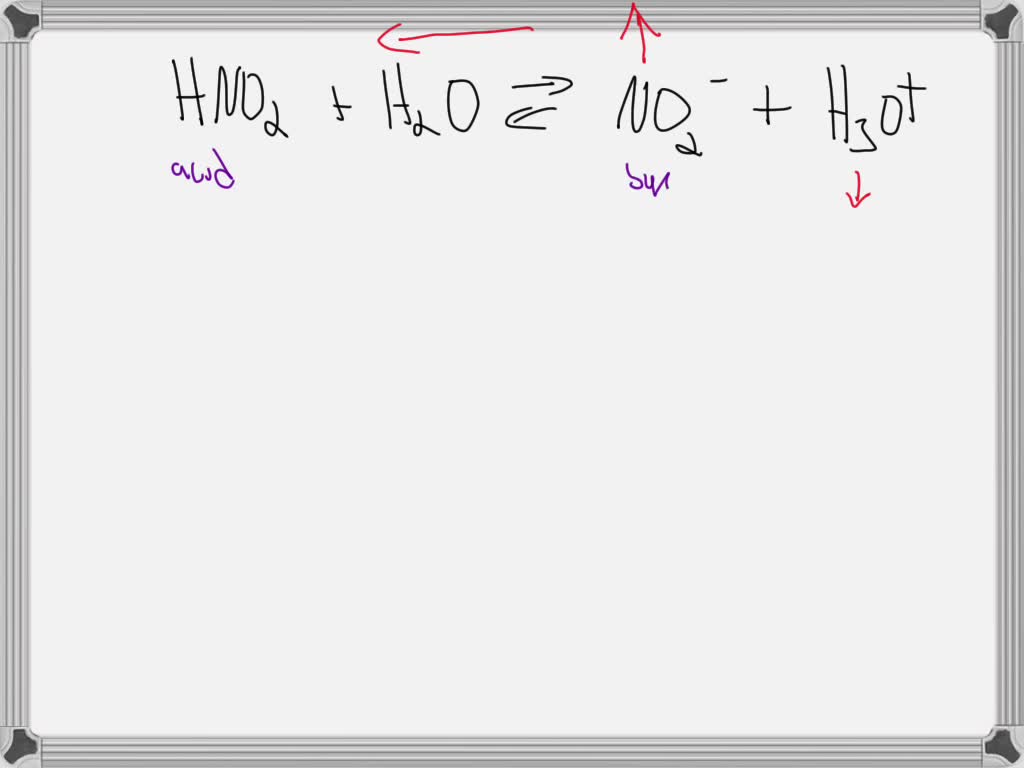 SOLVED: At a concentration of 1 M, the weak acid HNO2 is 2% ionized ...