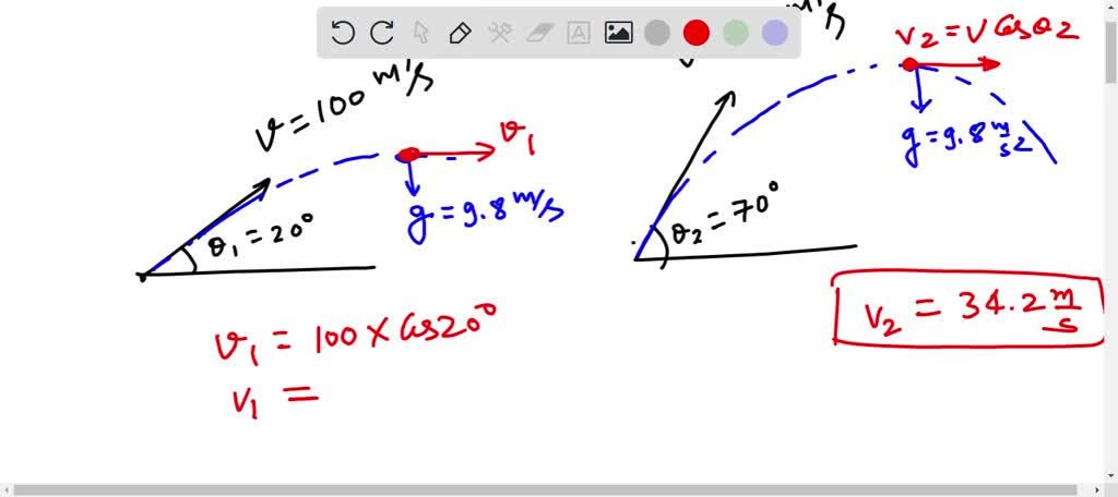 Two projectiles are launched at 100 m/s, the angle of elevation for the first being 209 and for ...