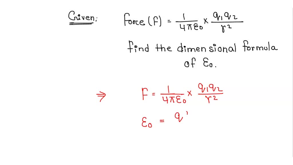 SOLVED: The electrostatic force between two charges is fiven by F= 1 ...