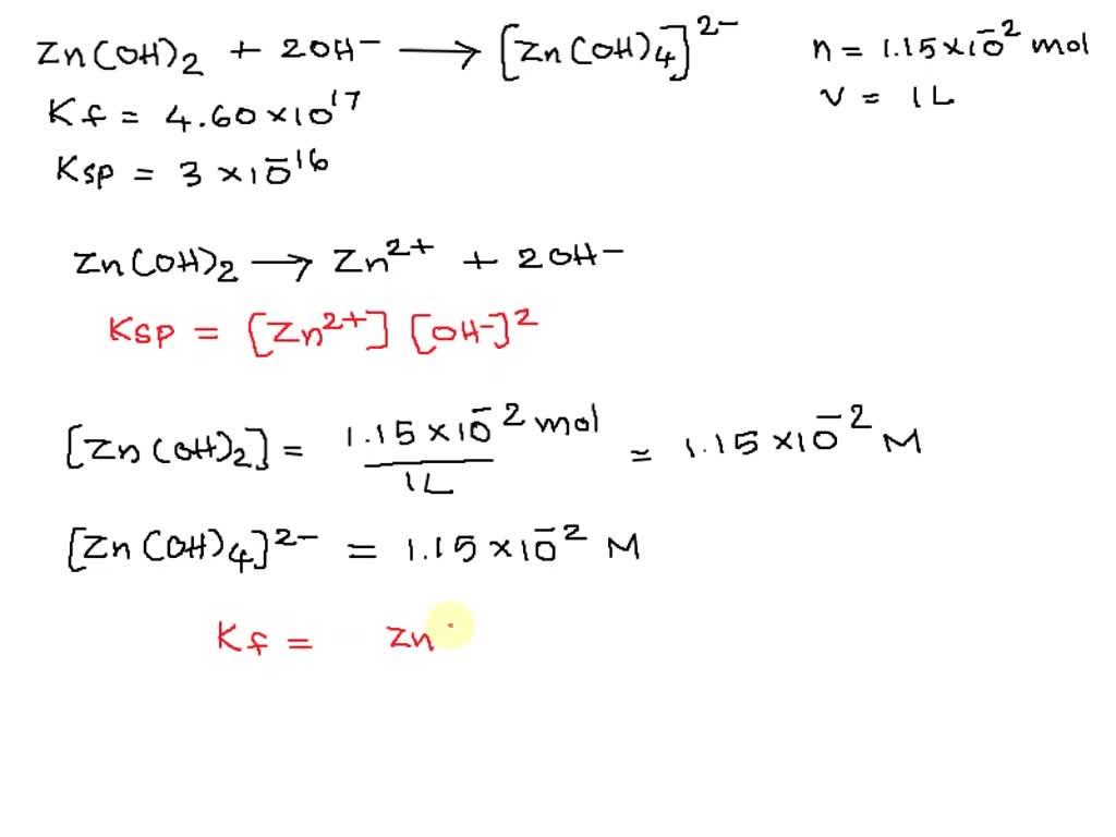 SOLVED: The solubility-product constant for Zn(OH)2 is Ksp=3.00×10−16 ...