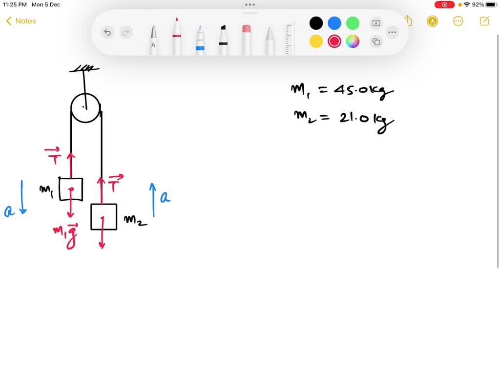 Solved Two Objects 45 0 And 21 0 Kg Are Connected By A Mass Less String That Passes Over A