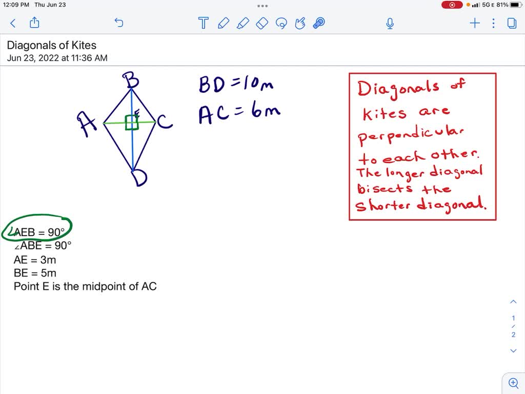 SOLVED: The long diagonal of a kite ABCD is BD. BD = 10m. The short ...