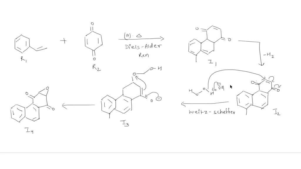 SOLVED: Diels-Alder reaction Weitz-Scheffer-type epoxidation R: -H ...