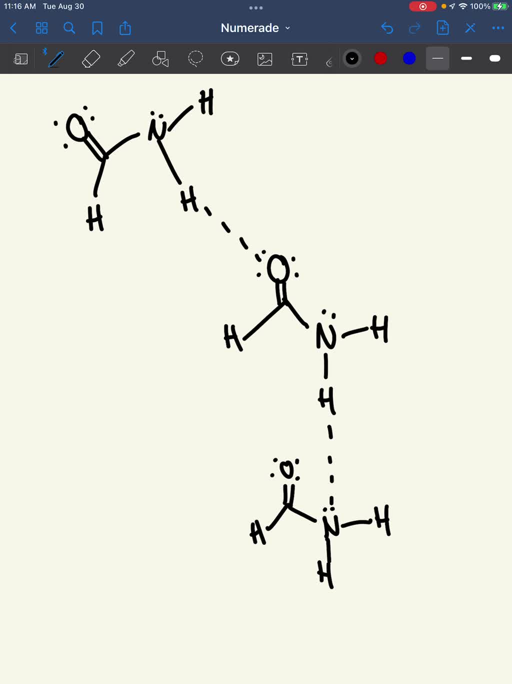 SOLVED: Draw two different possible hydrogen-bonding interactions ...