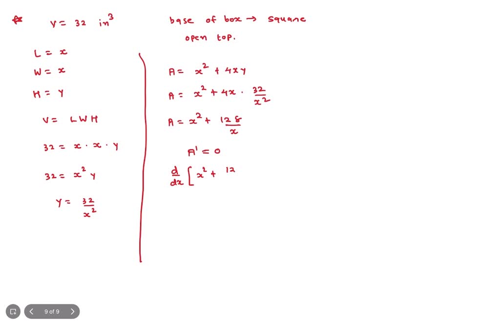 SOLVED: A box with square bottom and no top is to contain 32 cubic ...