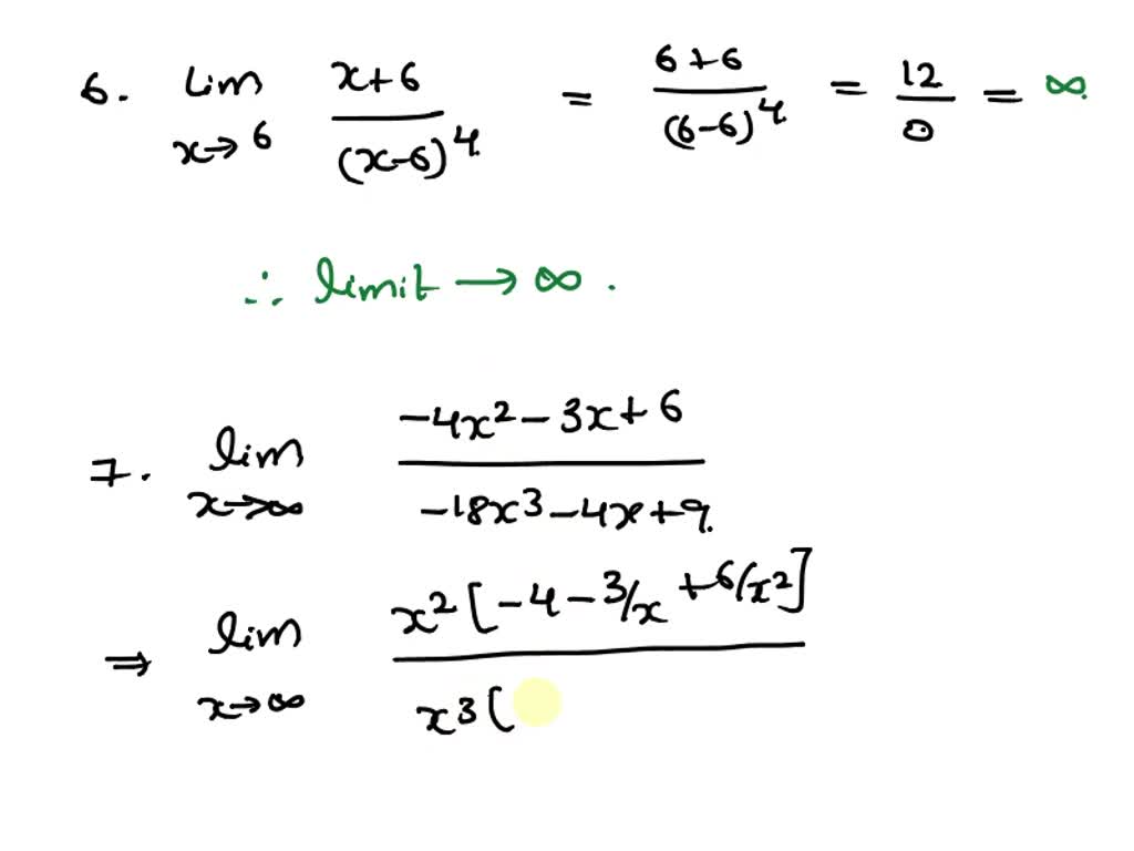 SOLVED: Find the limit and test if it goes to negative infinity or ...