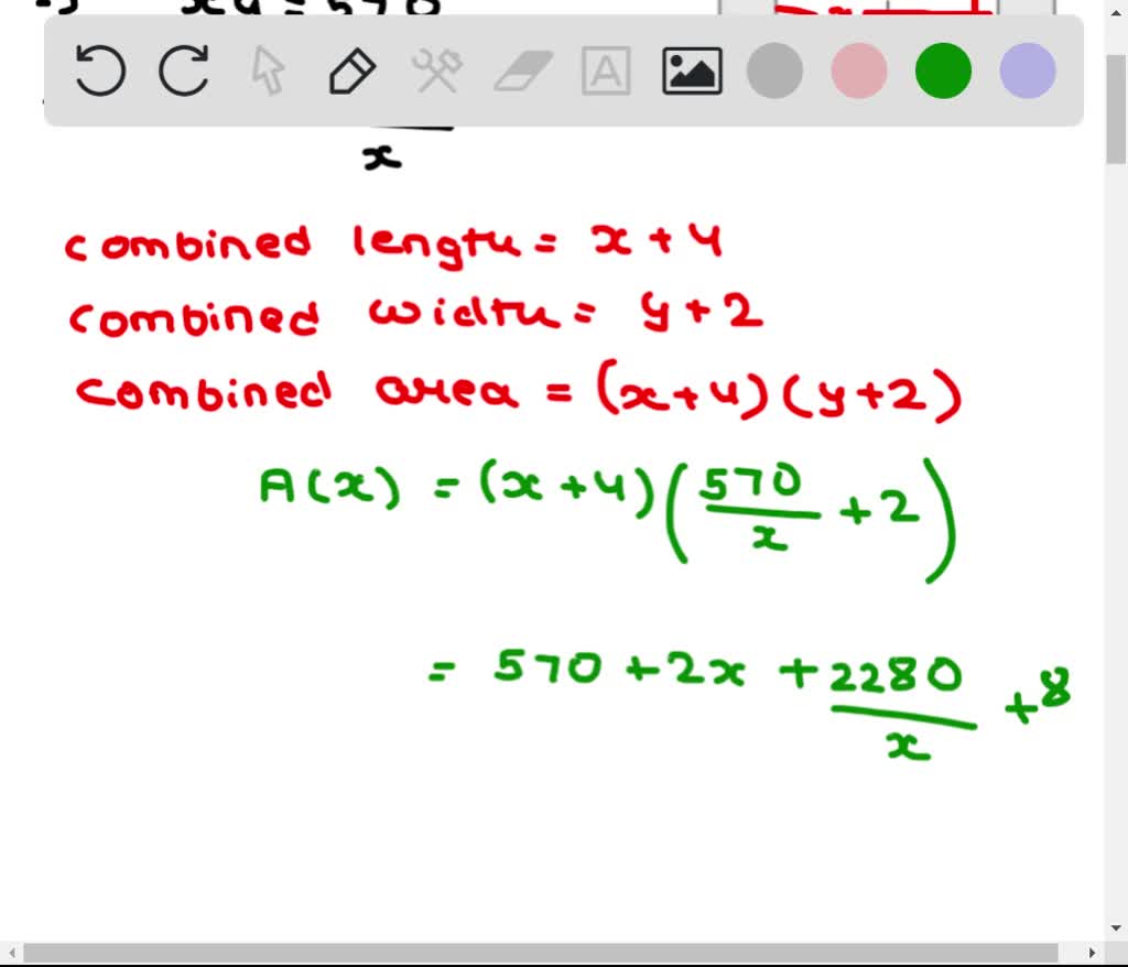 SOLVED: A rectangular flower garden with an area of 570 m2 is ...