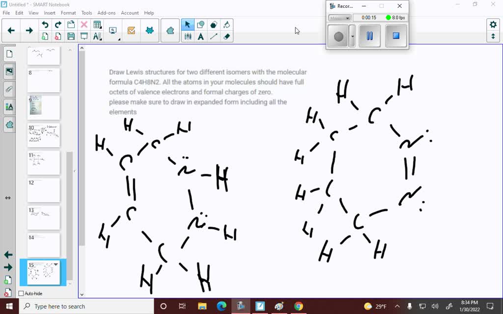 SOLVED: Draw Lewis structures for two different isomers with the ...