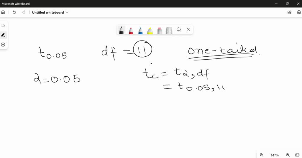 SOLVED: For a t-curve with df=15 , use a t-distribution table to find the t-value t0.05.