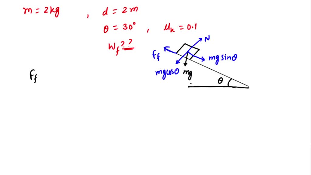 SOLVED: A 2 kg object is thrown downward on an incline with initial velocity of 5m/s. After 12 ...