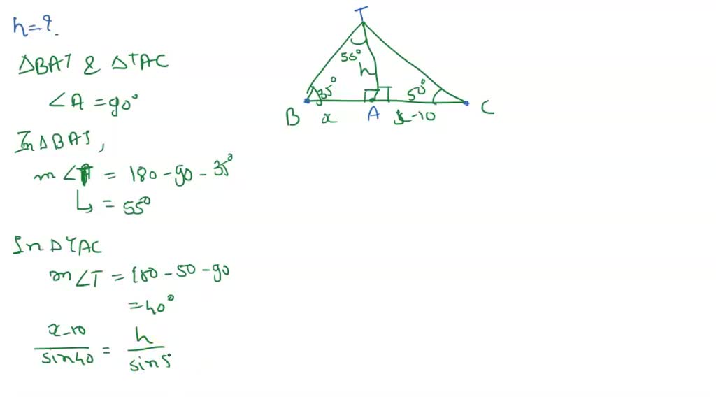 SOLVED: Height of a pole Two wires stretch from the top T of a vertical ...
