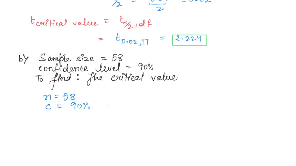 SOLVED: Using a table of critical t values of the t distribution, Find ...