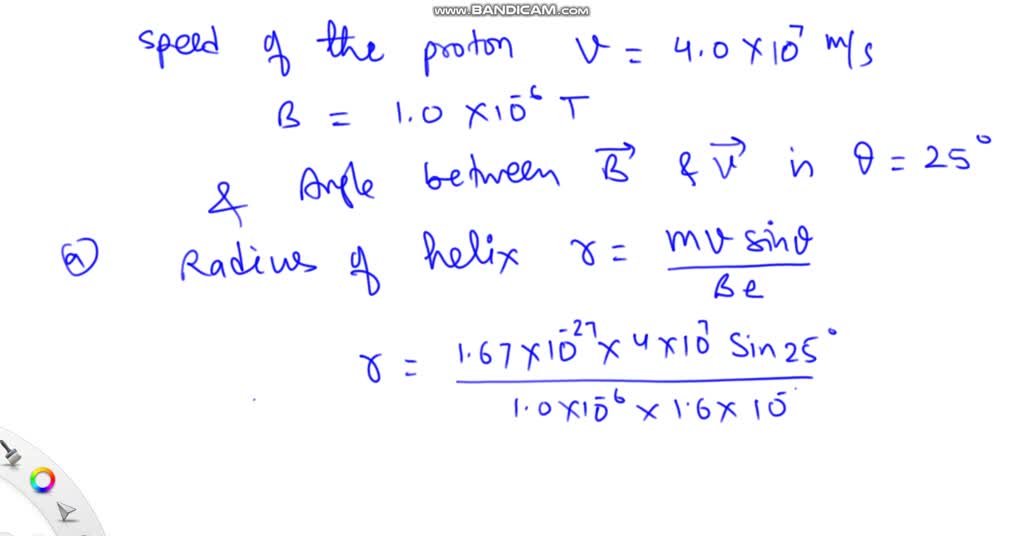 Solved A Proton Moves In A Helical Path At Speed V 4 0 × 10 7 M S