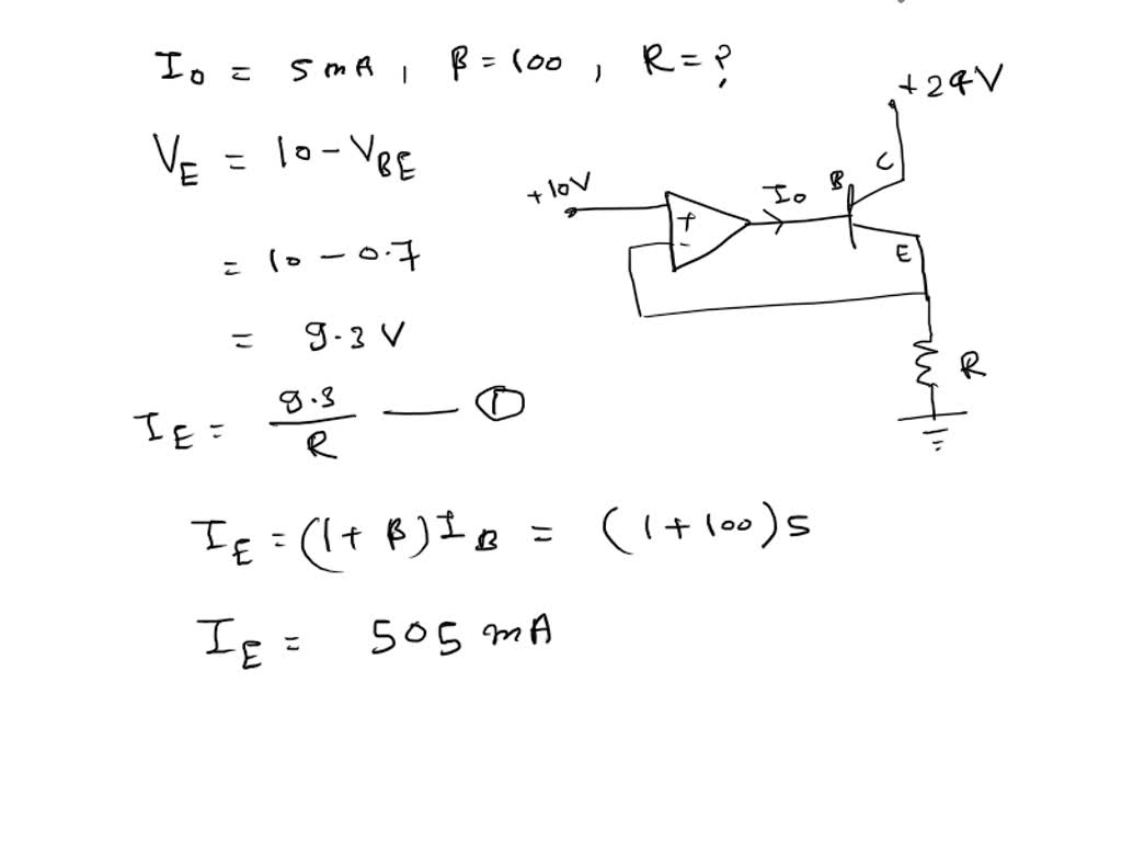 SOLVED: The op-amp in the following circuit outputs a current of 5 mA (Io = 5 mA). The ...