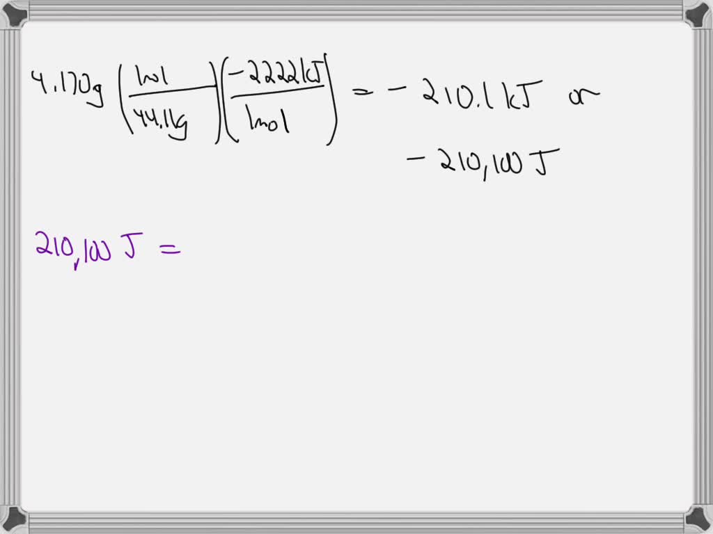 SOLVED: The heat of combustion (âˆ†H) for propane (molar mass 44.11 g ...