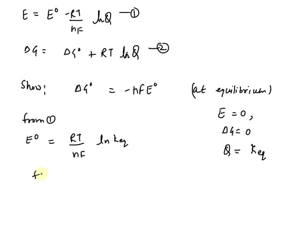 SOLVED: The Nernst Equation enables the determination of cell potential ...