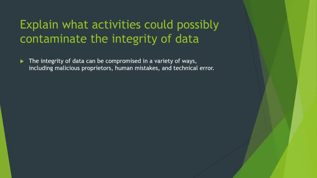 18. Explain what the conseguences can be if data is contaminated?