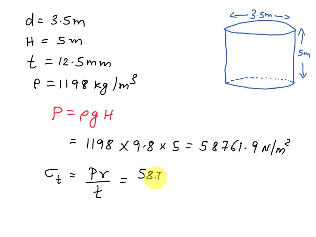 SOLVED: a vertical cylindrical steel tank is 3m in diameter and 6m tall ...