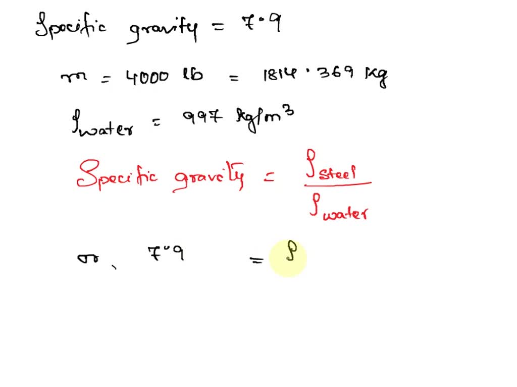 SOLVED: '10. The specific gravity of steel is 7.9 What is the volue in ...