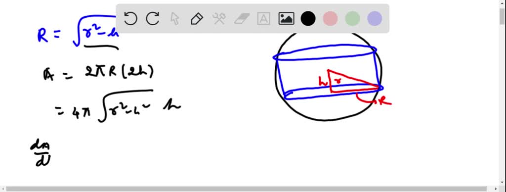 SOLVED: A right circular cylinder is inscribed in a sphere of radius ð ...