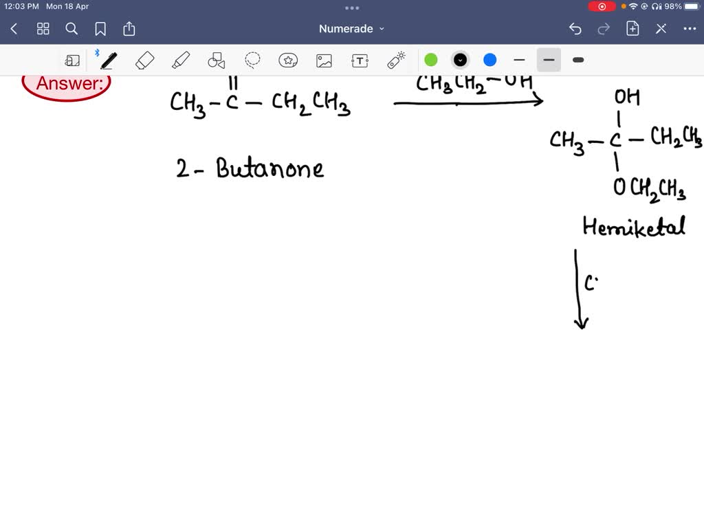 SOLVED: Draw a structural formula for the ketal formed when two ...
