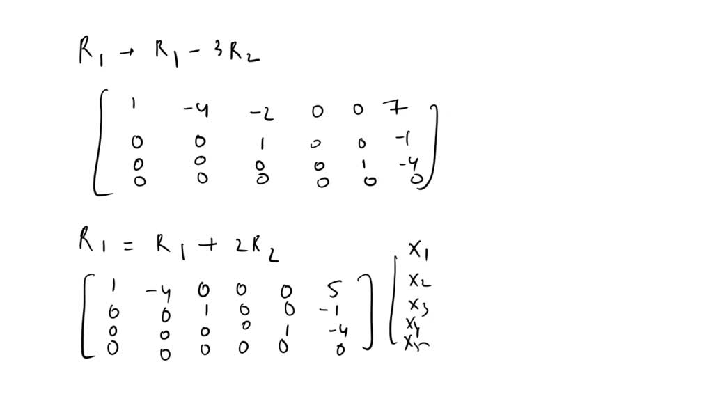 SOLVED: Describe all solutions of Ax=0 in parametric vector form, where A is row equivalent to ...
