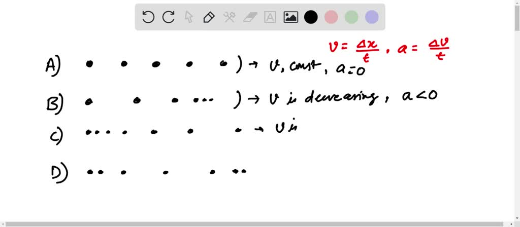 SOLVED: Five motion diagrams in which points represent the positions of an object at equal time ...