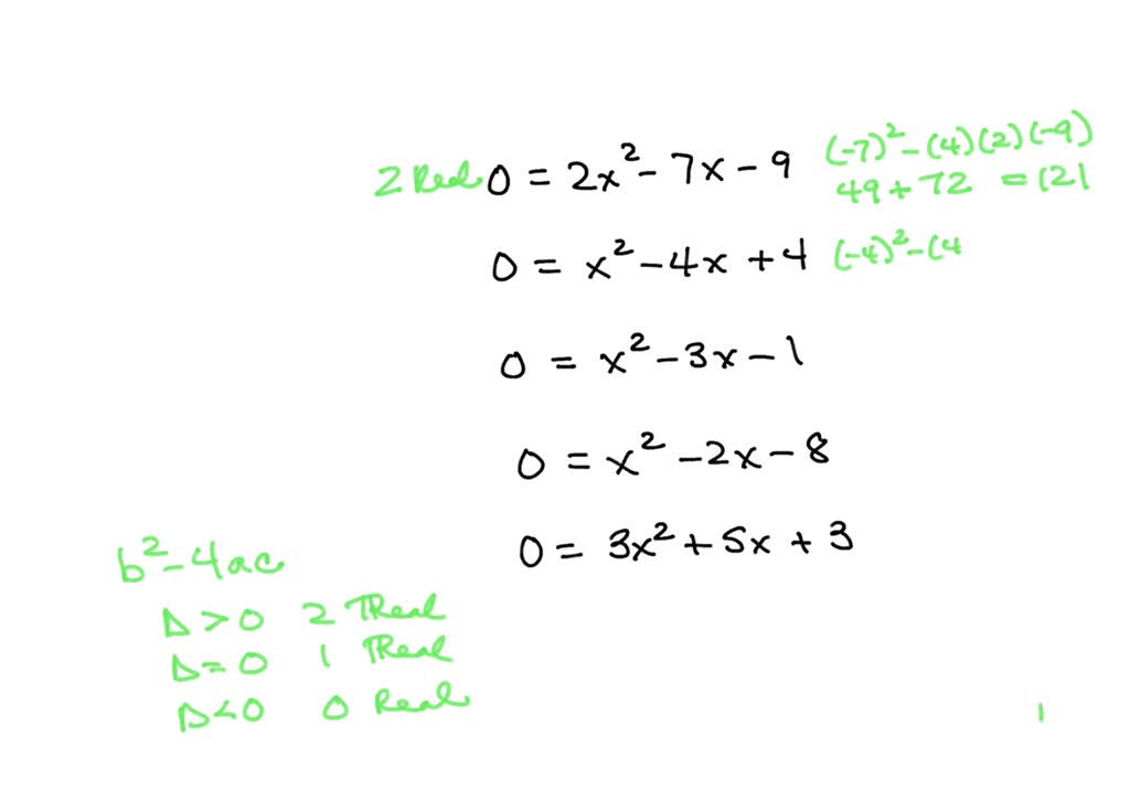 SOLVED Substitute The Values For A B And C Into B2 4ac To