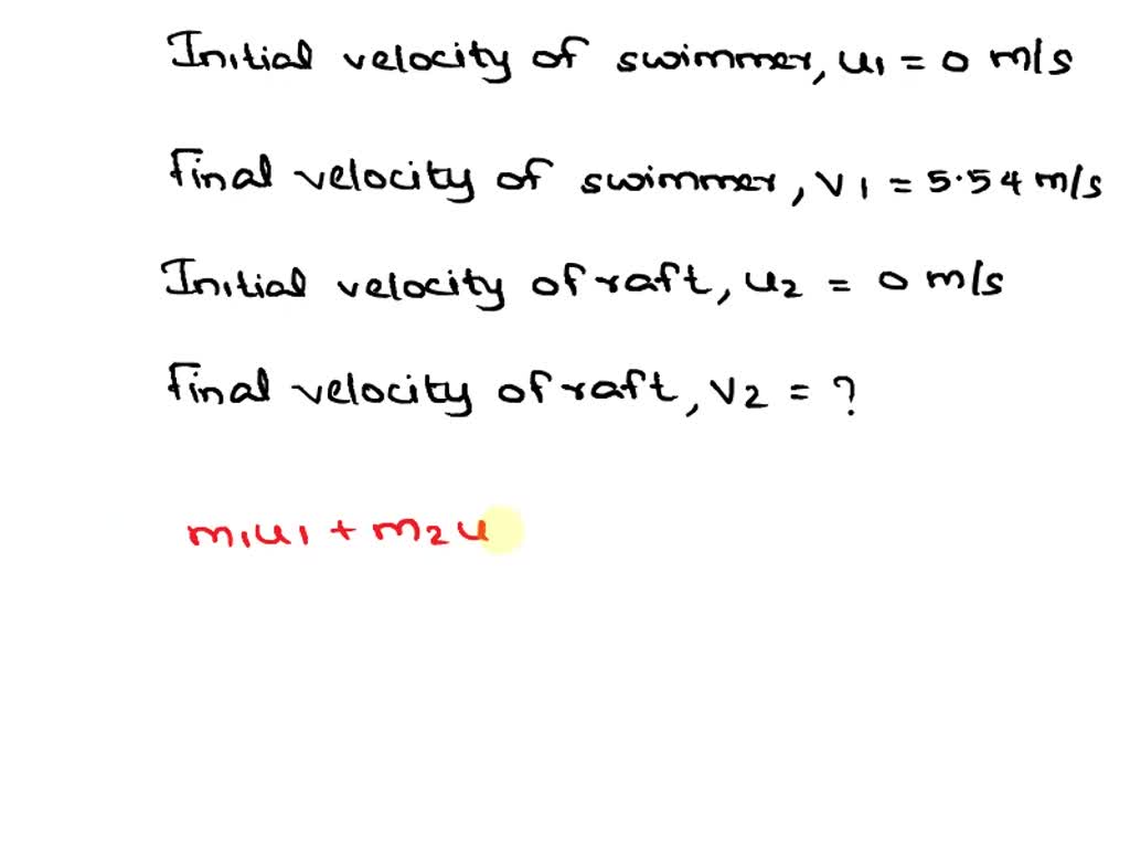 SOLVED: A 73 kg swimmer dives horizontally off a 462 kg raft initially ...