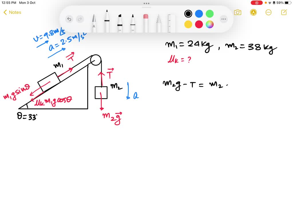 SOLVED: Two blocks are connected by a thin, inextensible string over a frictionless, massless ...