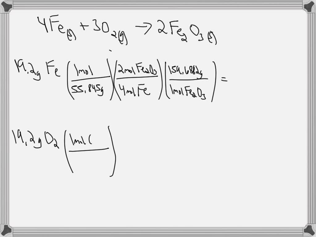Solved Consider The Following Reaction 4fe 302 2fe2o3 7 50g Of Fe
