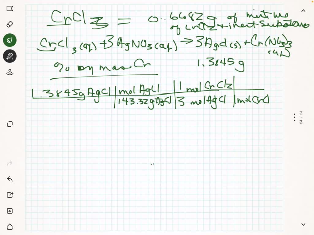 SOLVED: A mixture of CrCl3 and inert material is analyzed to determine ...