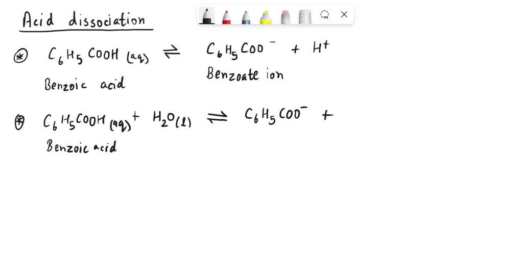 SOLVED: Write the chemical equation and the Ka expression for the acid dissociation of each of ...