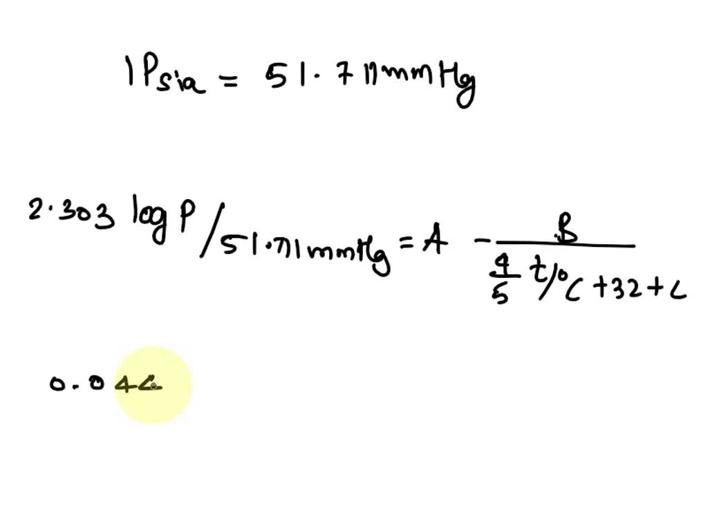 SOLVED: Vapor pressure of water was given by the Antoine equation ...