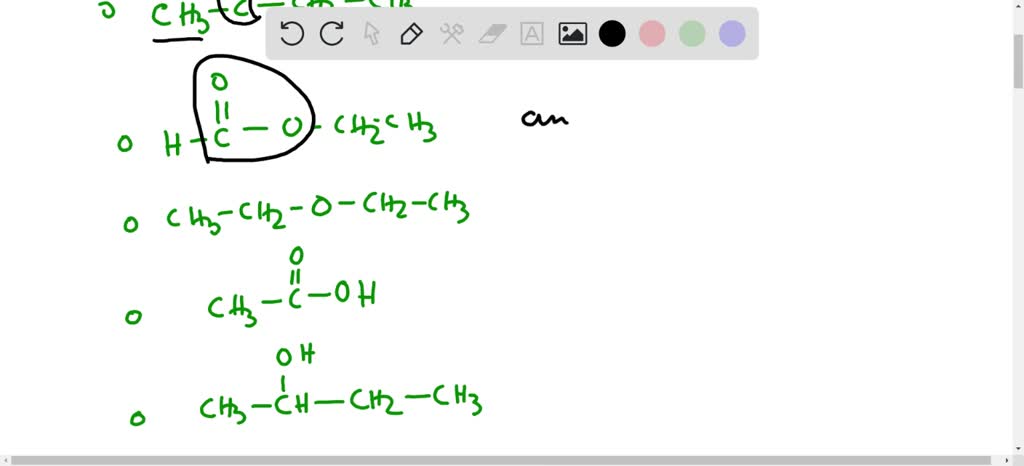 Which compound below contains an ester functional group? CH3C-CH2-CH3 H-C-O-CH2-CH3 CH3CH2-O-CH2 ...