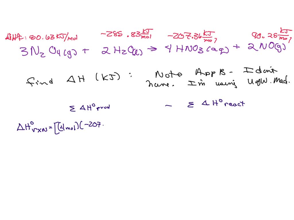 SOLVED: Given the standard heats of formation shown in Appendix B in your textbook, what is ΔH∘ ...