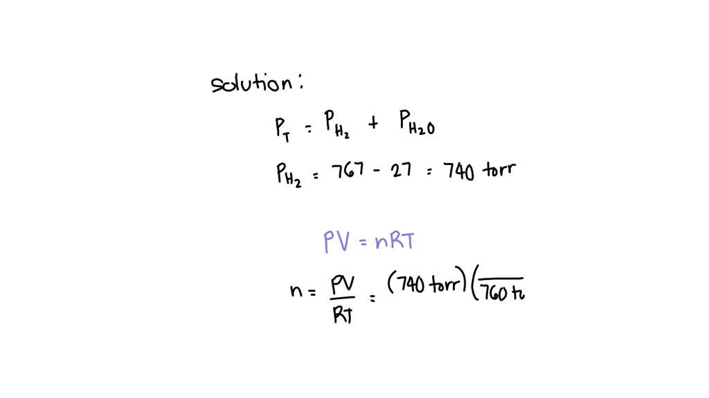 SOLVED: A reaction creates hydrogen gas, which is collected over water ...