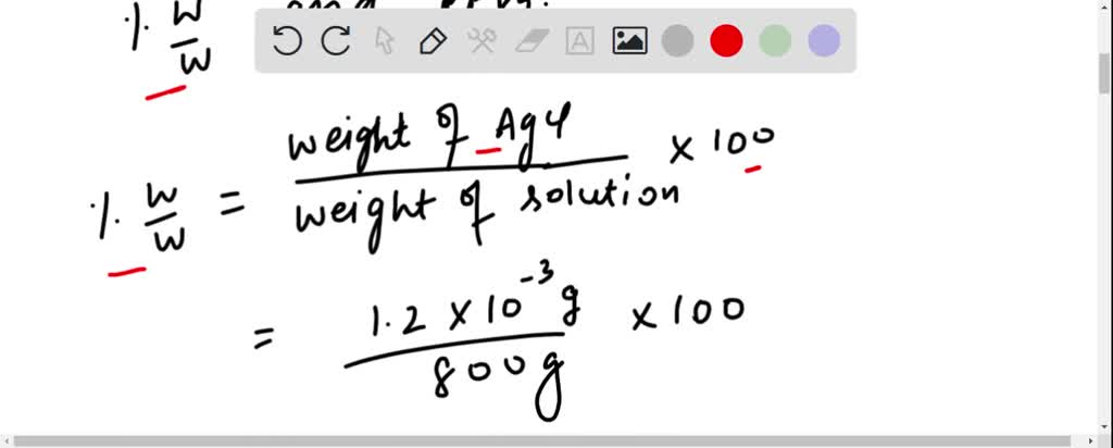 SOLVED: What is the concentration of AgCl in an aqueous solution that contains 1.2 x 10^-3 grams ...