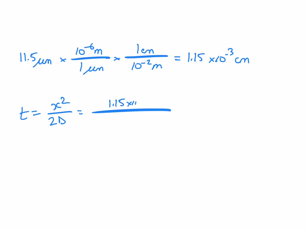 SOLVED: The average time it takes for a molecule to diffuse a distance of x cm is given by t ...
