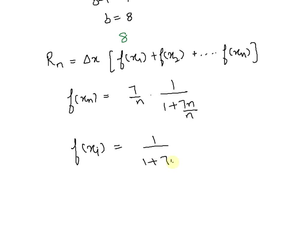 SOLVED: point) The following sum right Riemann sum for certain definite ...