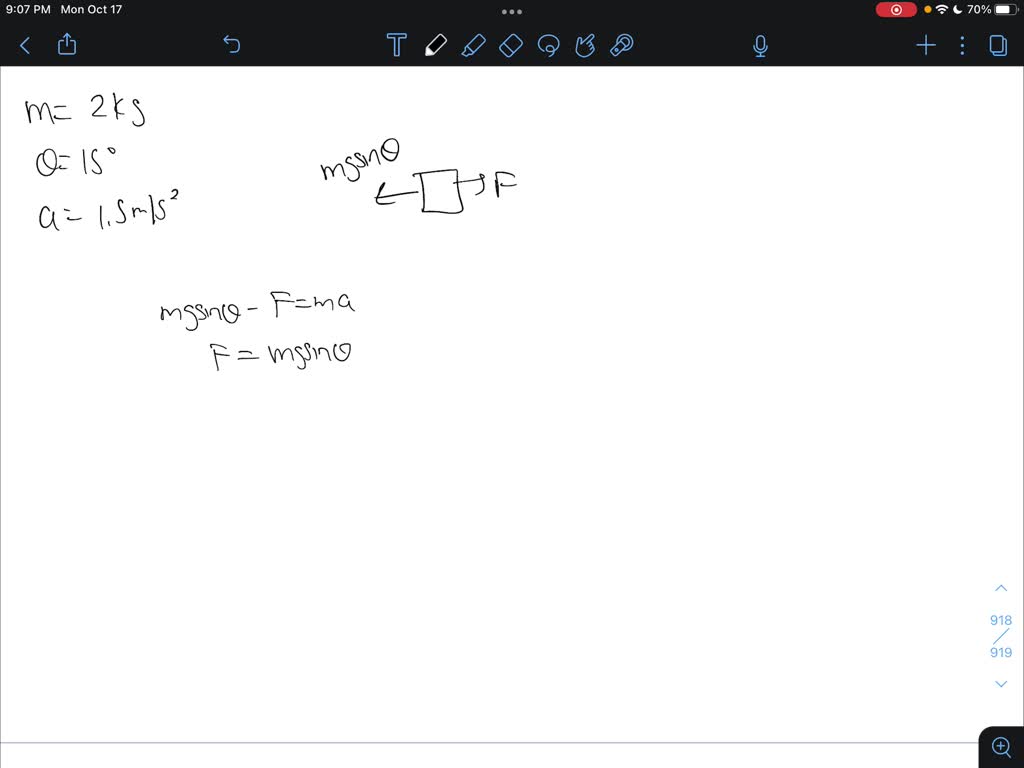 SOLVED: A 2.0 kg block slides down a frictionless 15 degrees inclined plane. A force, F, acting ...