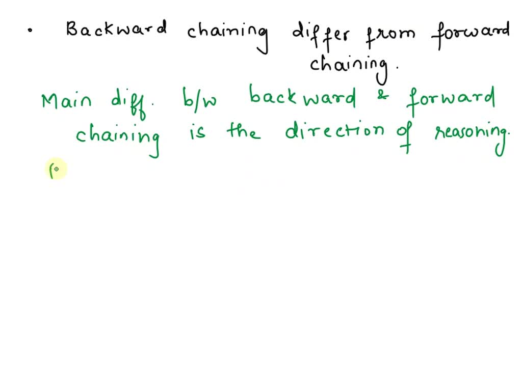 SOLVED: What is the difference between backward chaining and forward ... SOLVED: What is the difference between backward chaining and forward ...