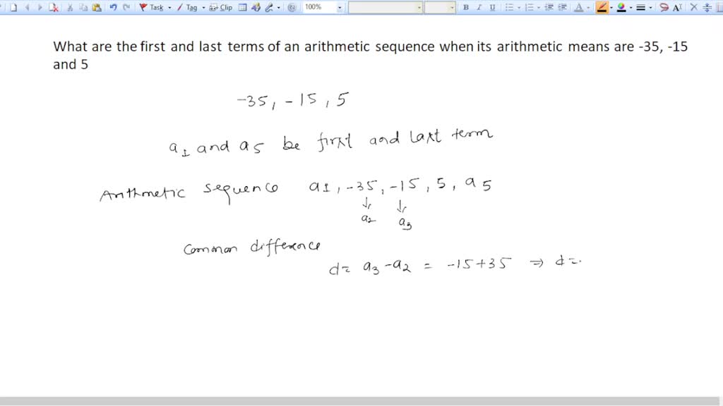 SOLVED: What are the first and last terms of an arithmetic sequence ...