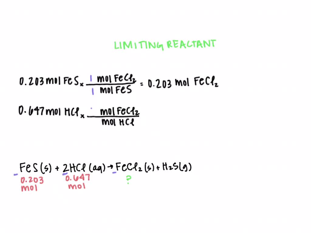 SOLVED: Iron(II) sulfide reacts with hydrochloric acid according to the ...