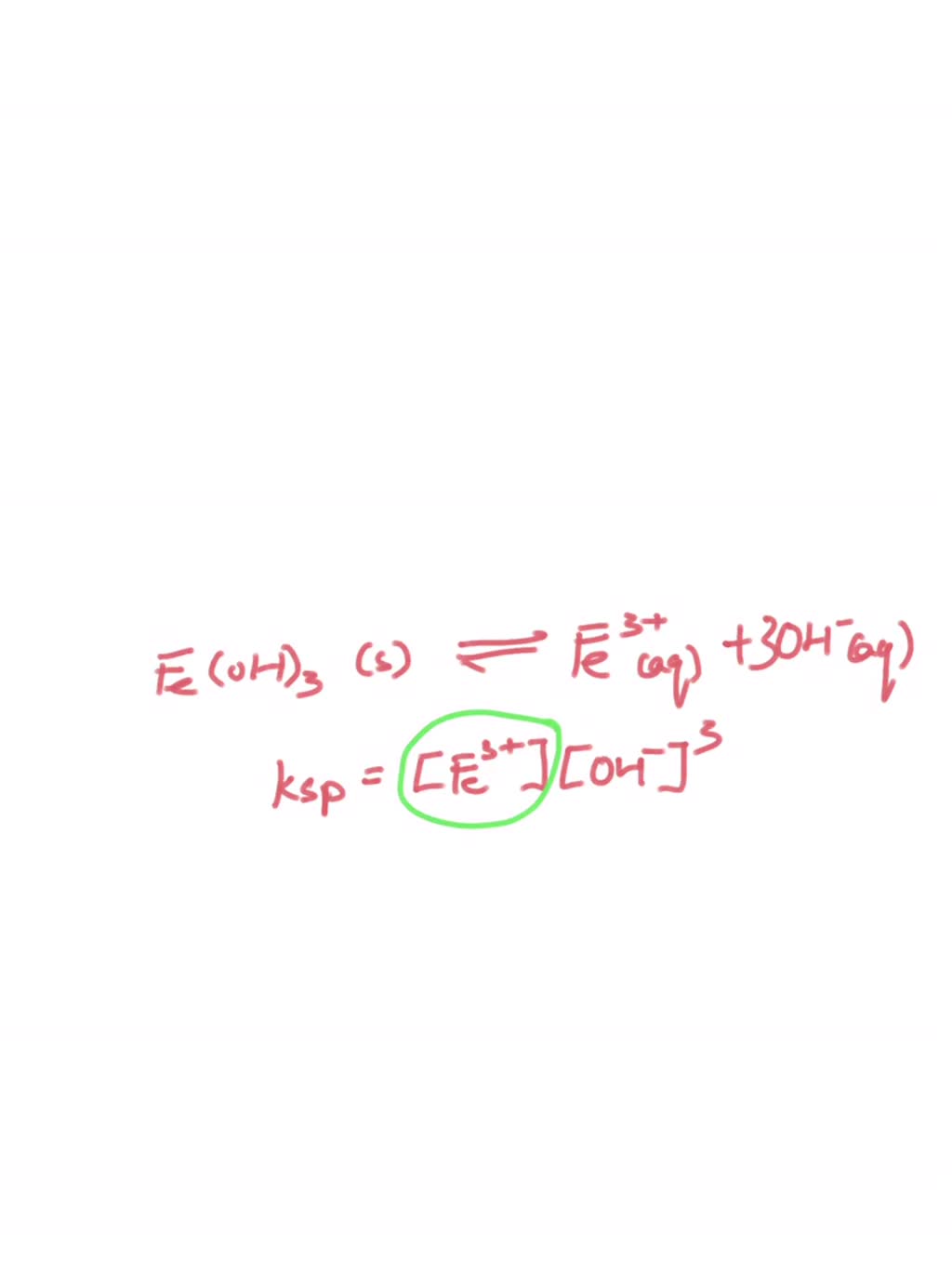 SOLVED: Write a balanced net ionic equation to show why the solubility of Fe(OH)3(s) increases ...
