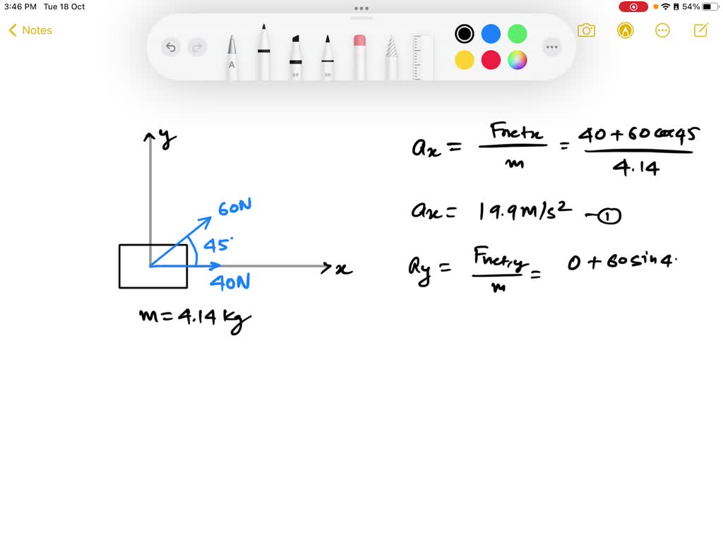 SOLVED: Only two forces act on an object (mass = 4.14 kg), as in the drawing. Find the (a ...