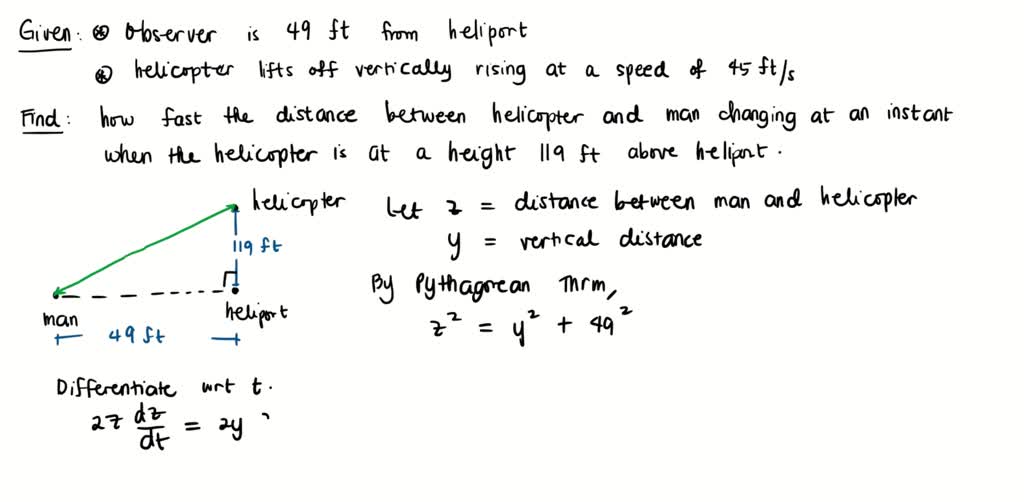 SOLVED: Watching a Helicopter Take Off At a distance of 49 ft from the ...