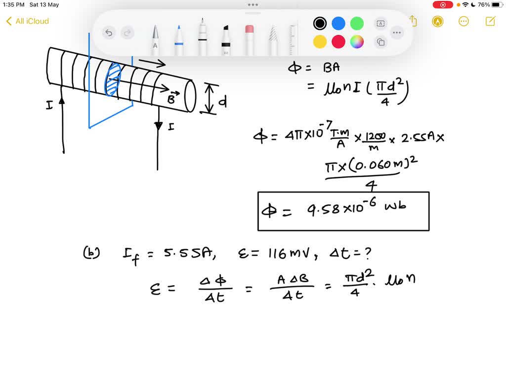 SOLVED: Determine the current flowing through the solenoid if the ...